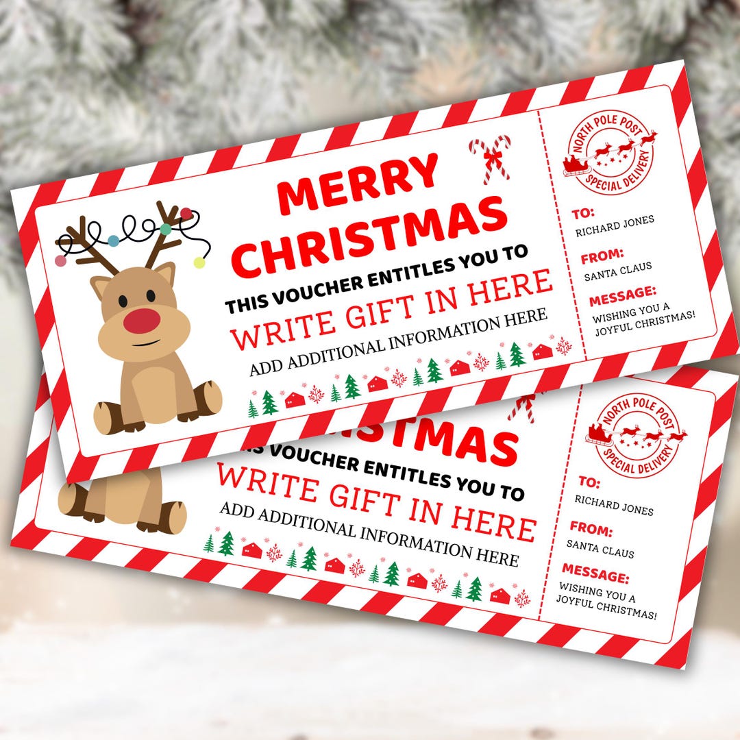 Christmas Coupon, Kids Xmas Coupon, Editable Christmas Gift Certificate ...