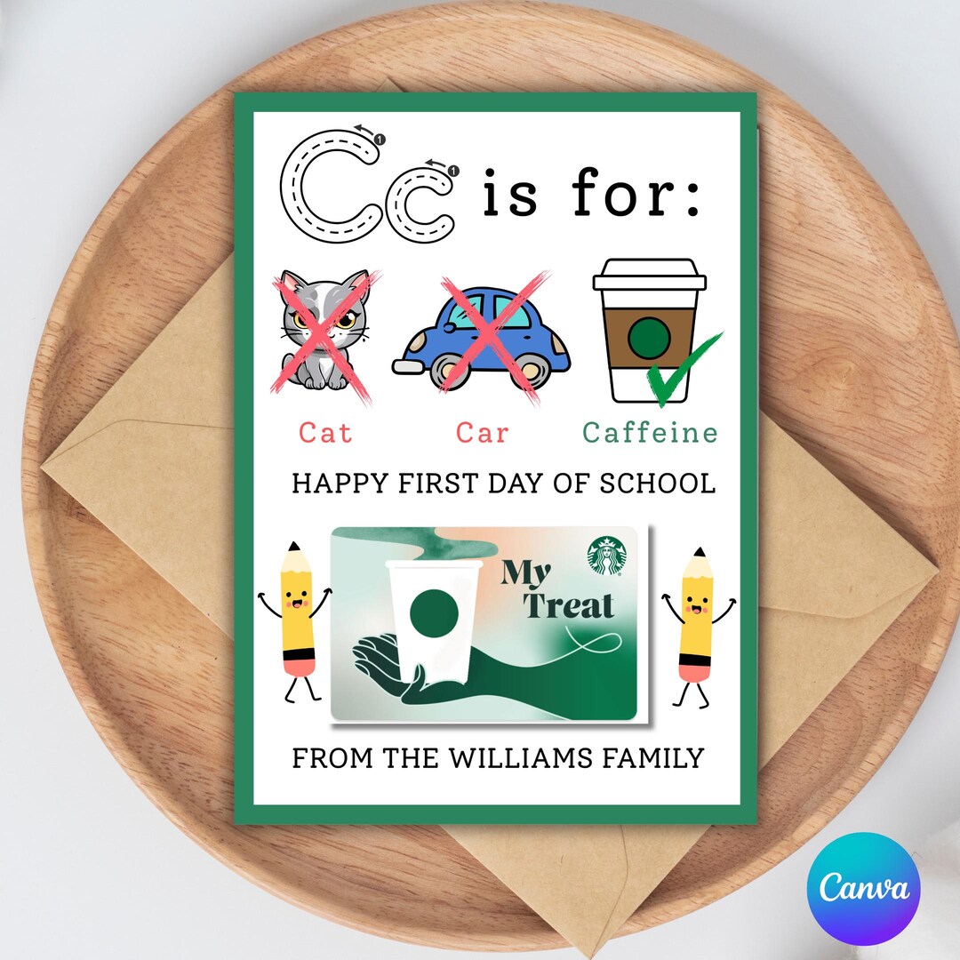 First Day of School Gift Card Holder, Coffee Gift Card Holder, Welcome ...