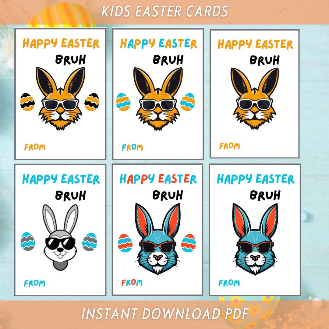 Easter Cards, Kids Easter Cards, Funny Kids Cards for Class, School ...