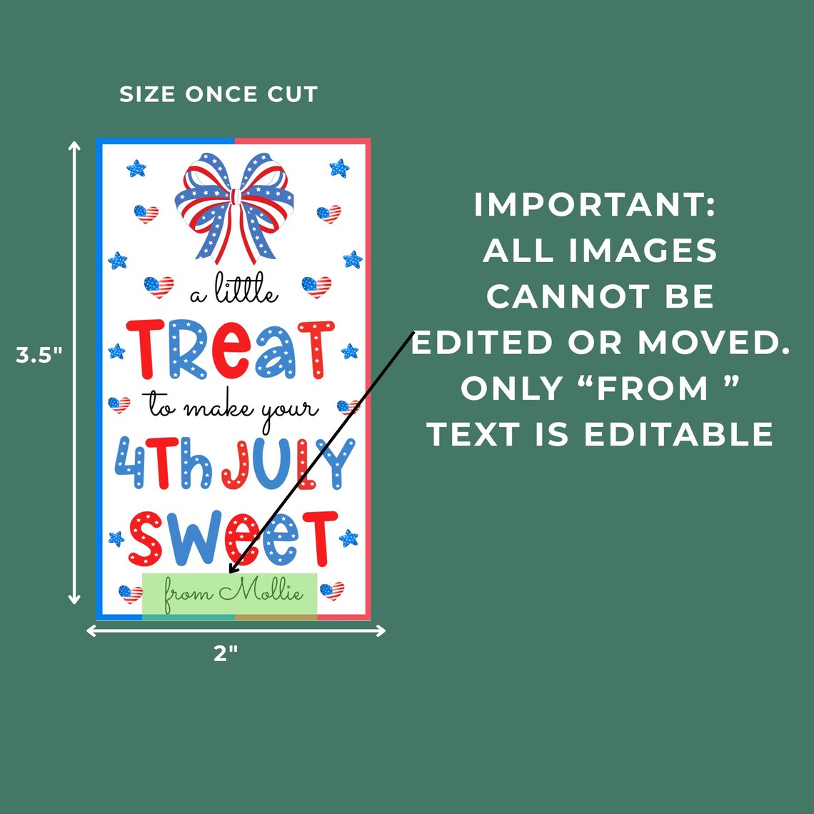 4th July Gift Tag: Editable American Flag (canva Template) - Etsy