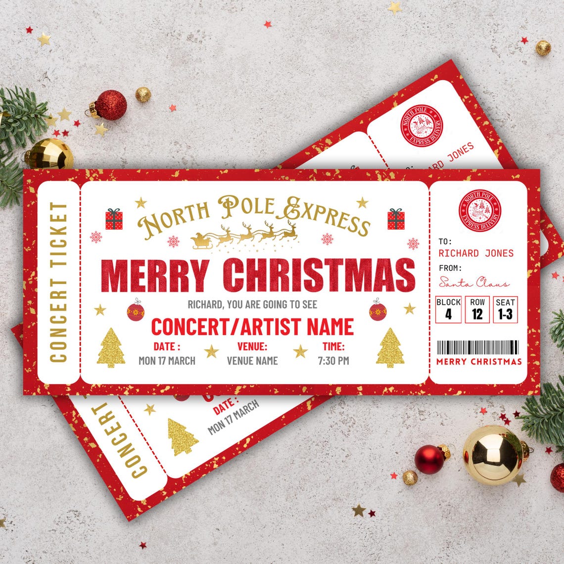 Christmas Concert Ticket, Xmas Music Ticket, Theatre Event Show Ticket ...