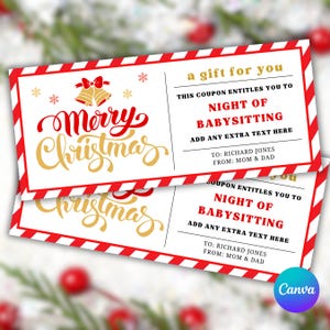 Christmas Coupon Template, Editable Christmas Gift Certificate ...
