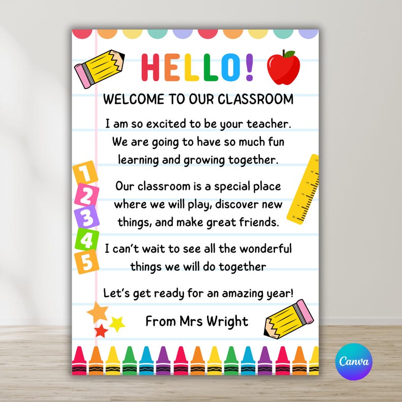 First Day of School Letter to Students, Editable Teacher Welcome Letter ...