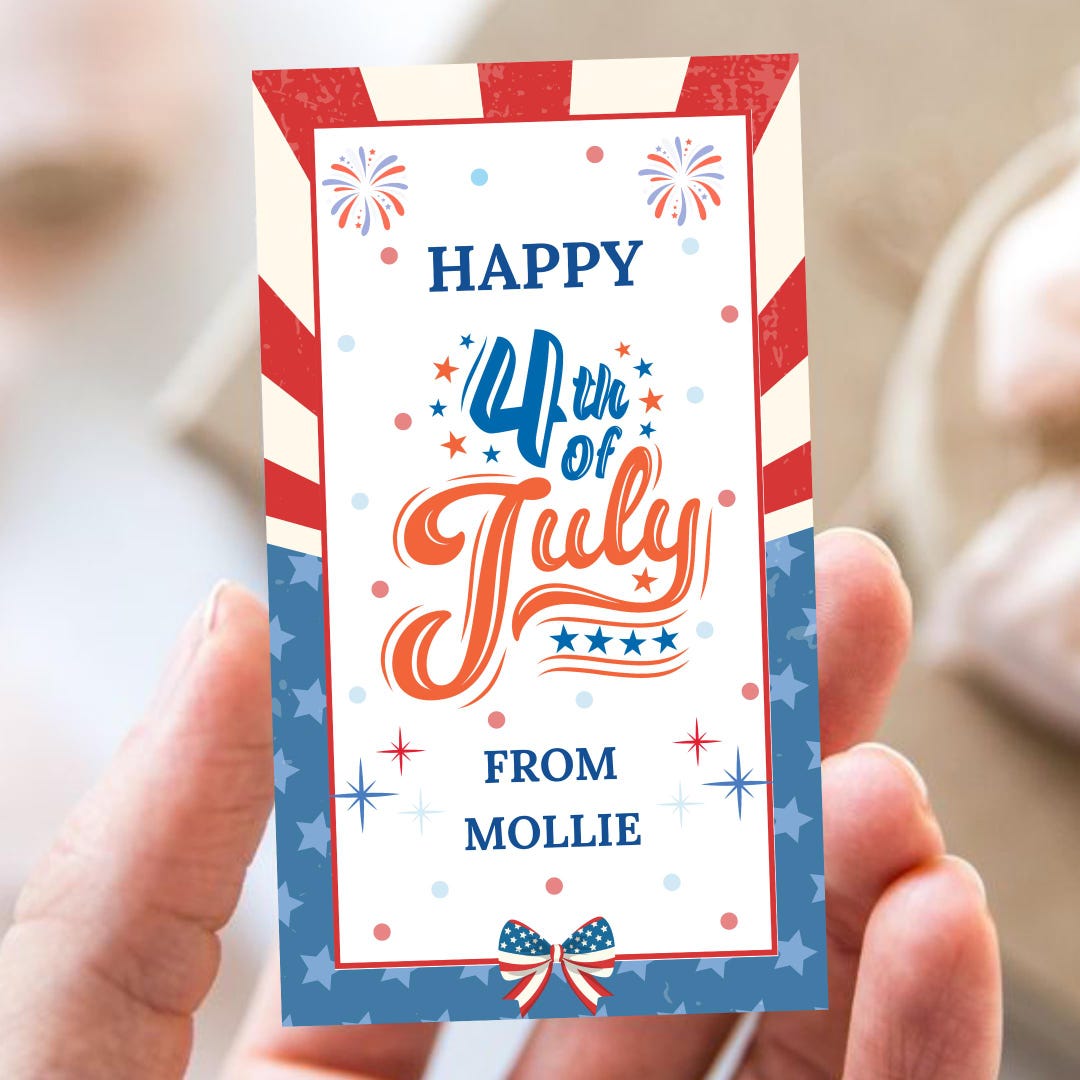 4th July Gift Tag, Fourth of July Tag Label, Cupcake, Independence Day ...