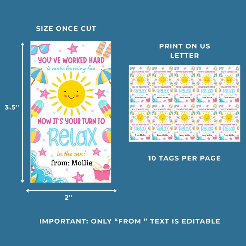 Editable Last Day of School Gift Tag: Summer Printable (canva Template ...
