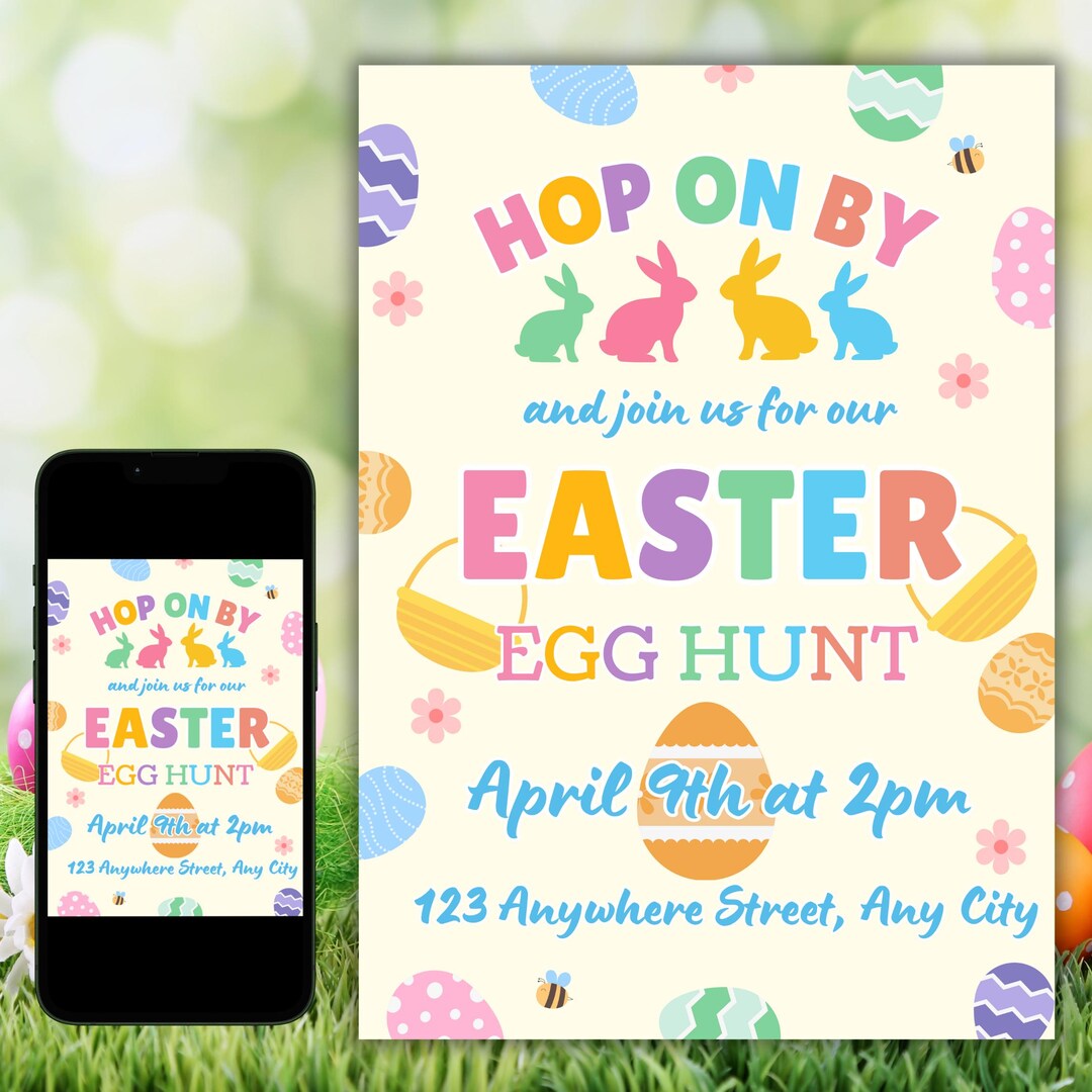 Easter Egg Hunt Invitation, Digital Egg Hunt Invite, Easter Party ...
