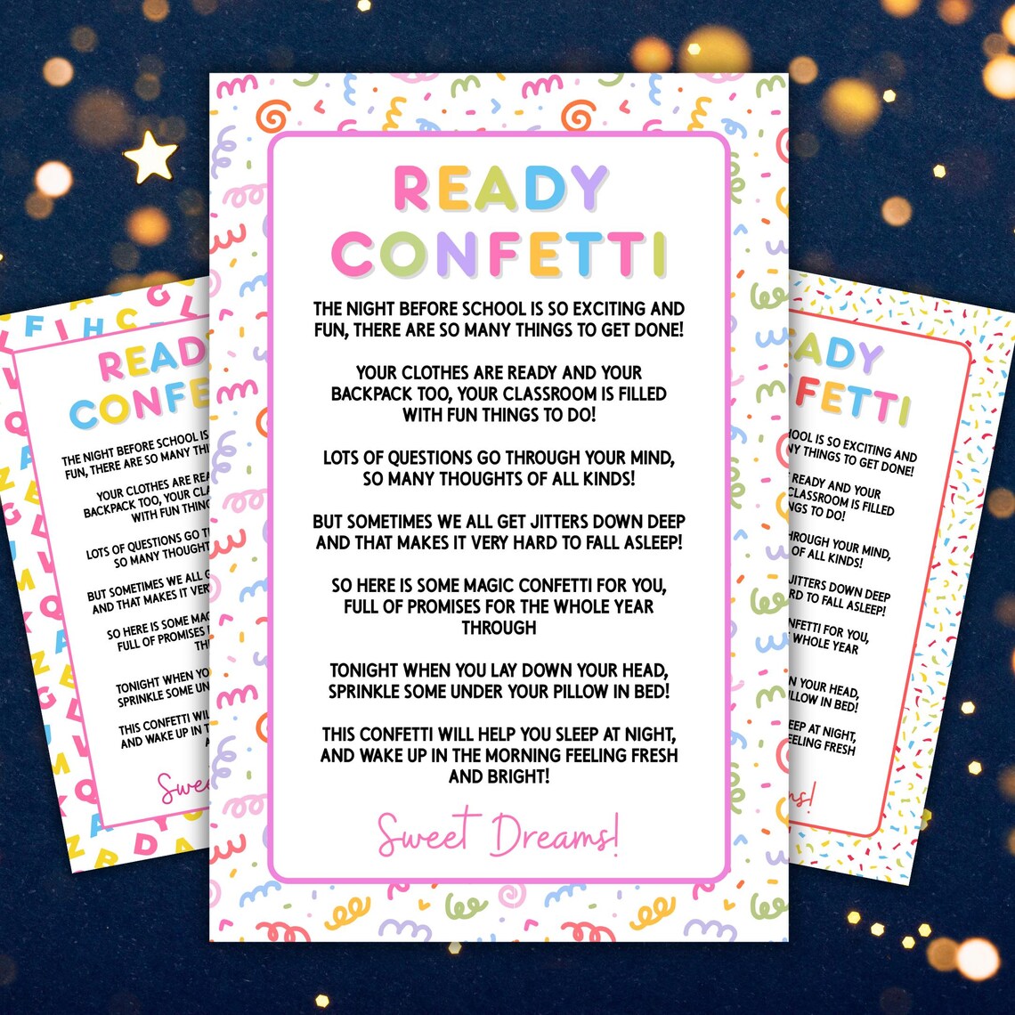 Ready Confetti, First Day of School Poem: Confetti Gift, Printable ...