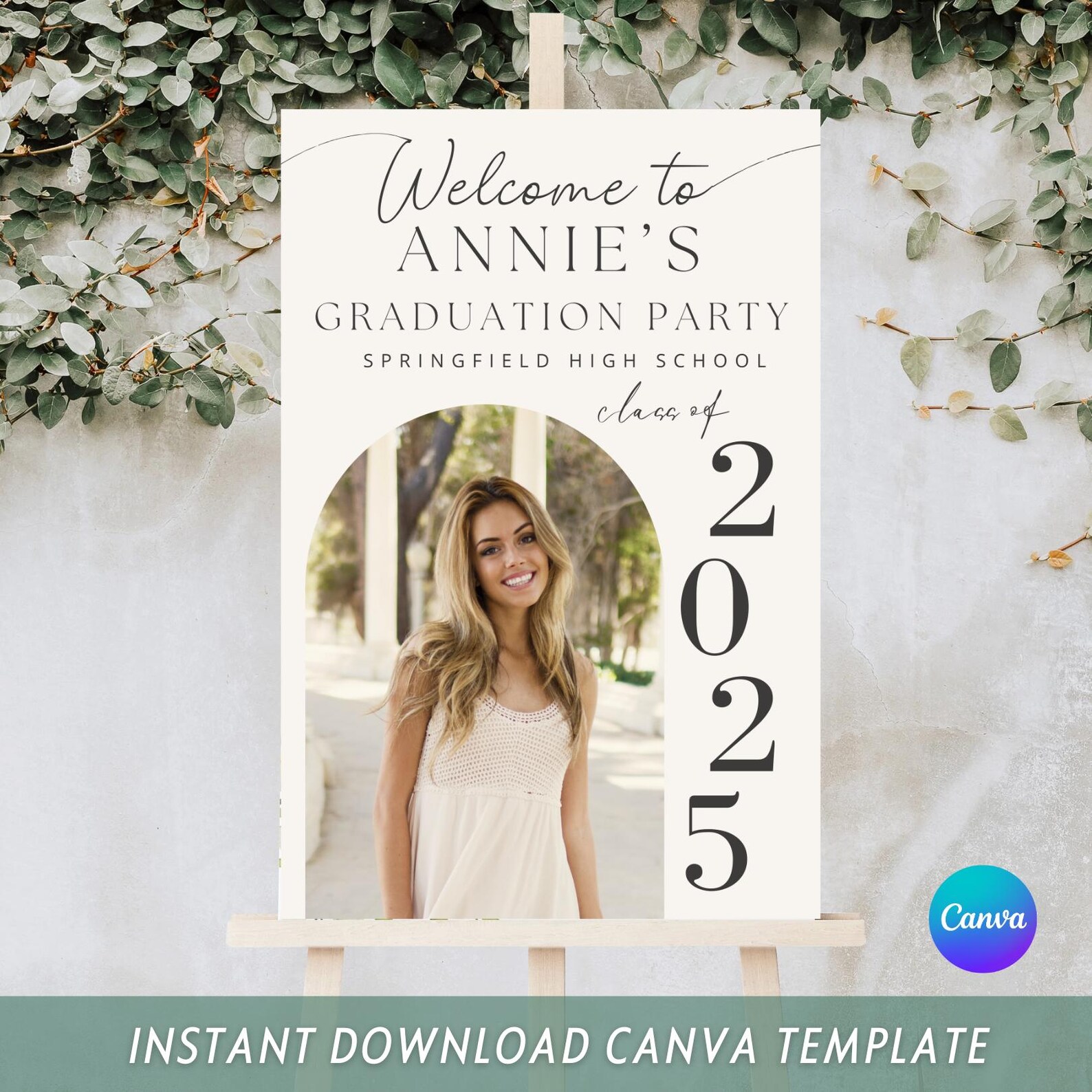Graduation Party Welcome Sign With Photo: Modern Minimalist Canva ...