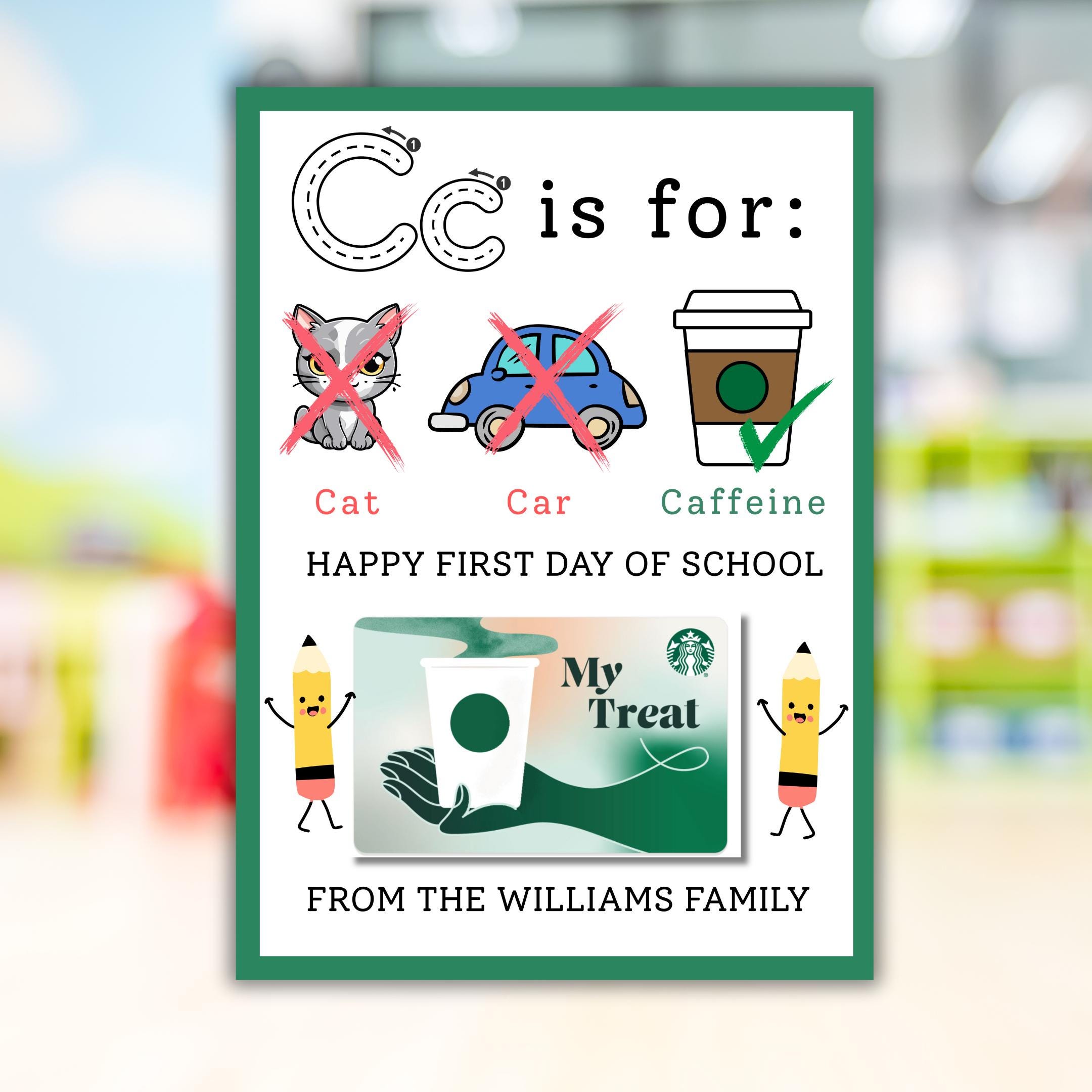 First Day of School Gift Card Holder, Coffee Gift Card Holder, Welcome ...