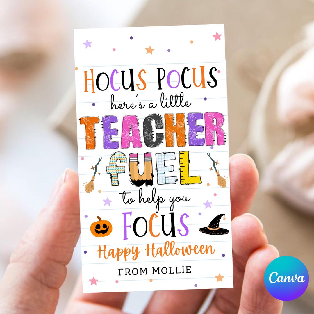 Halloween Teacher Gift Tag, Halloween Teacher Fuel Gift Tag for Teacher ...