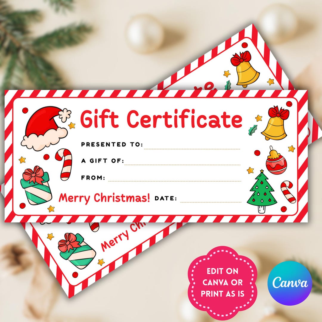 Christmas Coupon Template, Editable Christmas Gift Certificate ...