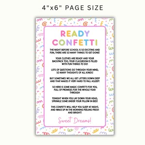 Ready Confetti, First Day of School Poem: Confetti Gift, Printable ...