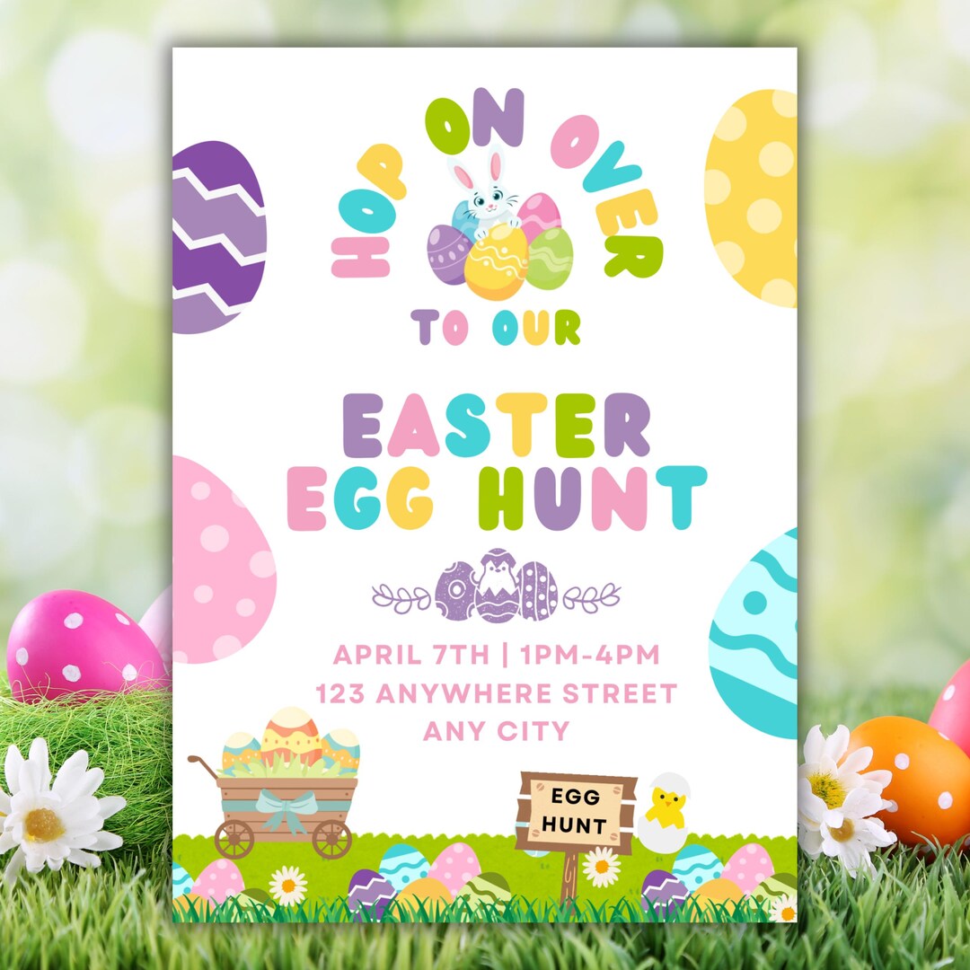 Easter Egg Hunt Invitation, Digital Egg Hunt Invite, Easter Invitation ...