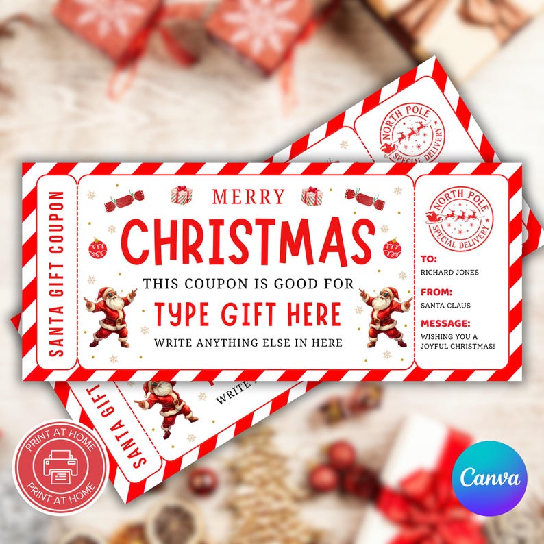 Christmas Coupon Template, Editable Christmas Gift Certificate ...