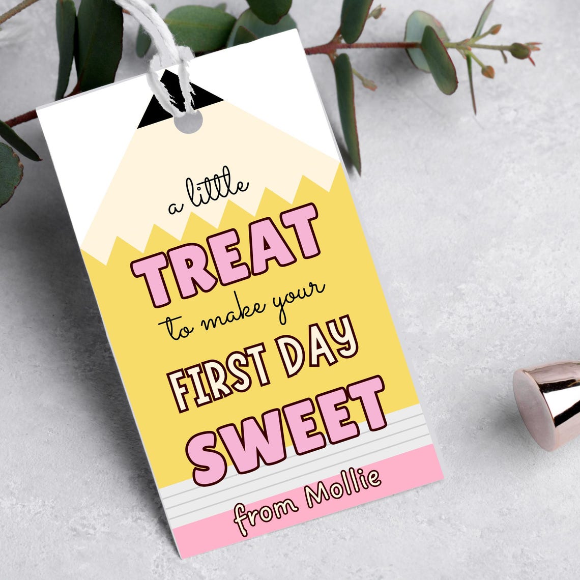 Welcome Back to School Gift Tag: Yellow Pencil Design (editable Canva ...