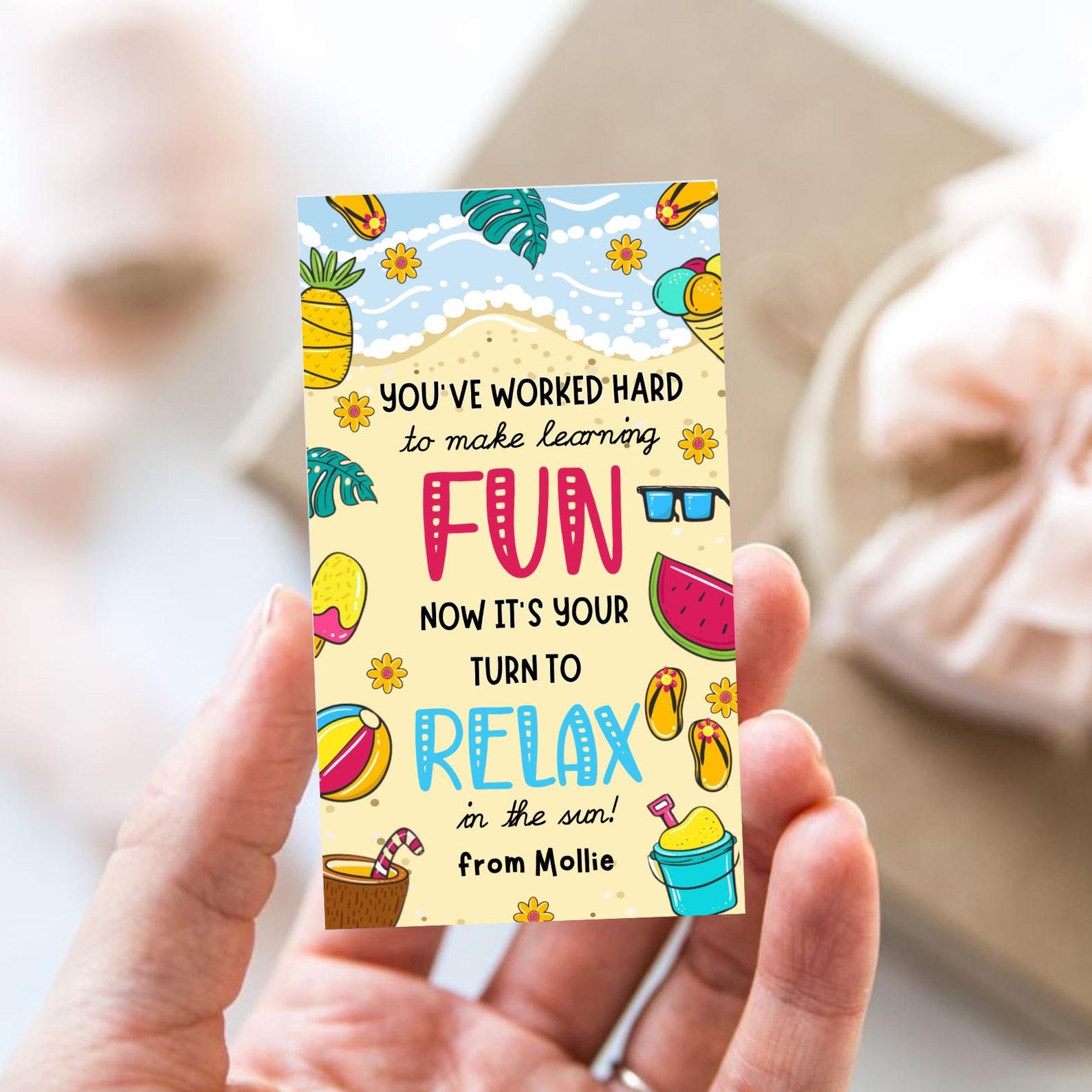 Editable Last Day of School Gift Tag, Summer End of School Year Tag ...