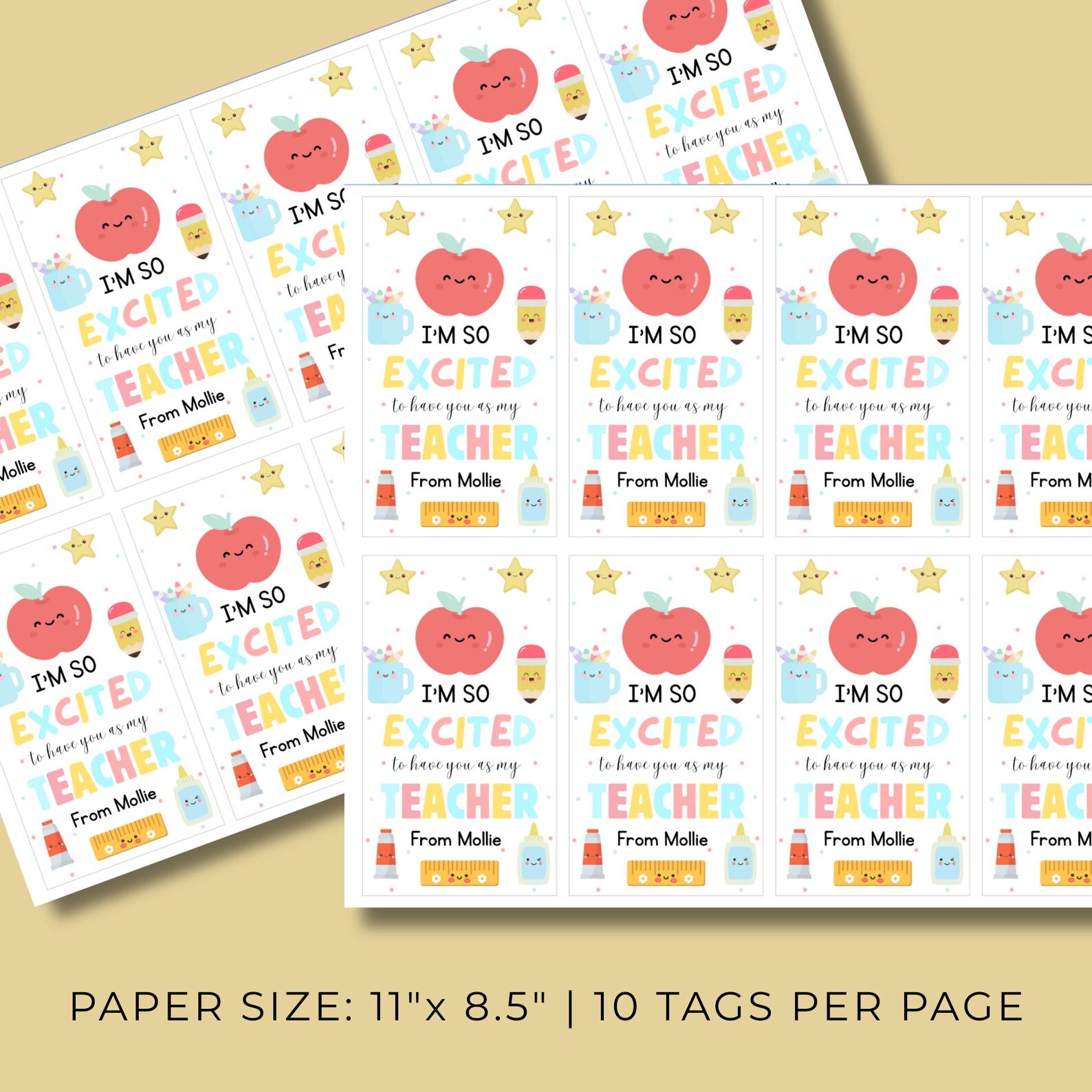 First Day of School Gift Tag, Teacher Gift Tag, Back to School Class ...