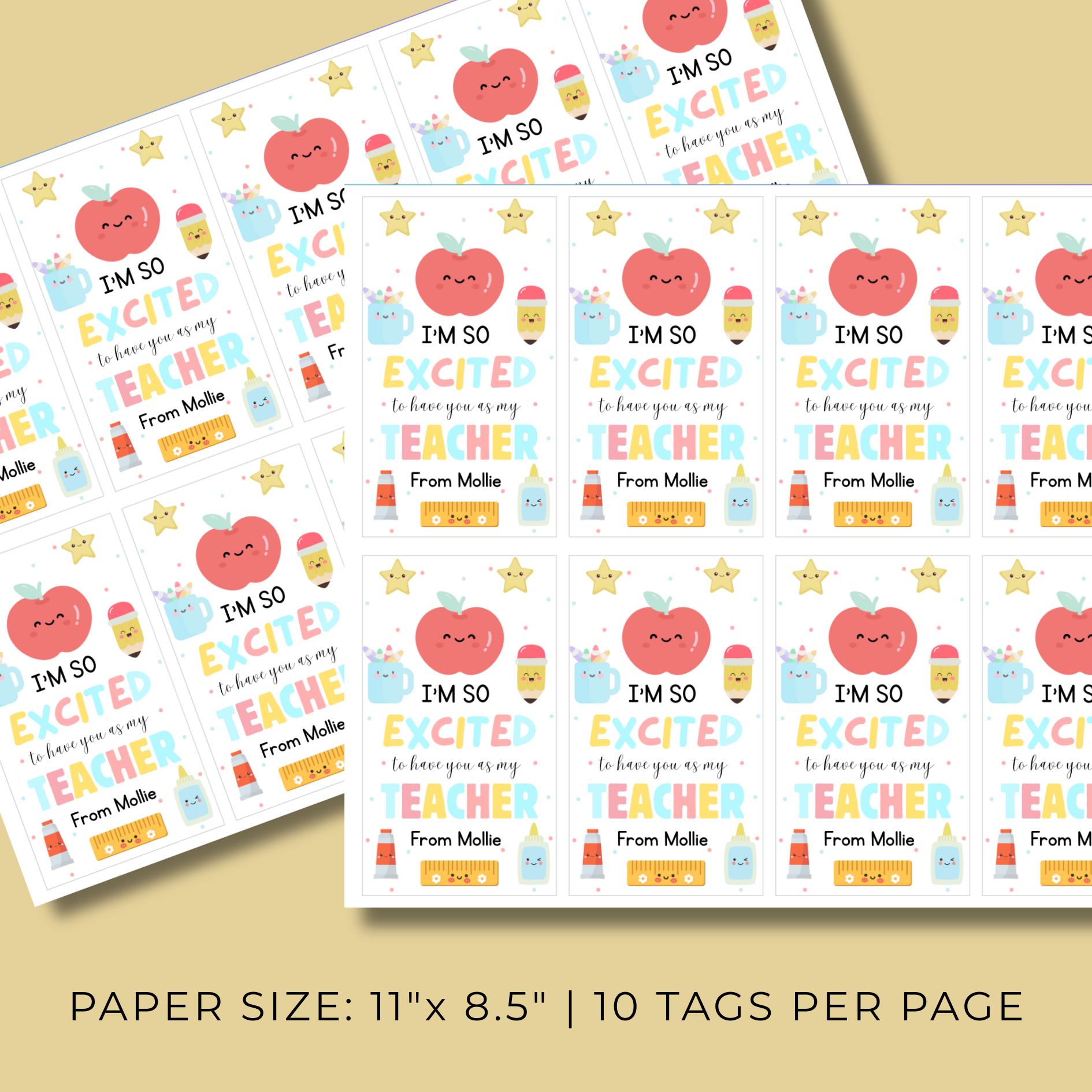 First Day of School Gift Tag, Teacher Gift Tag, Back to School Class ...