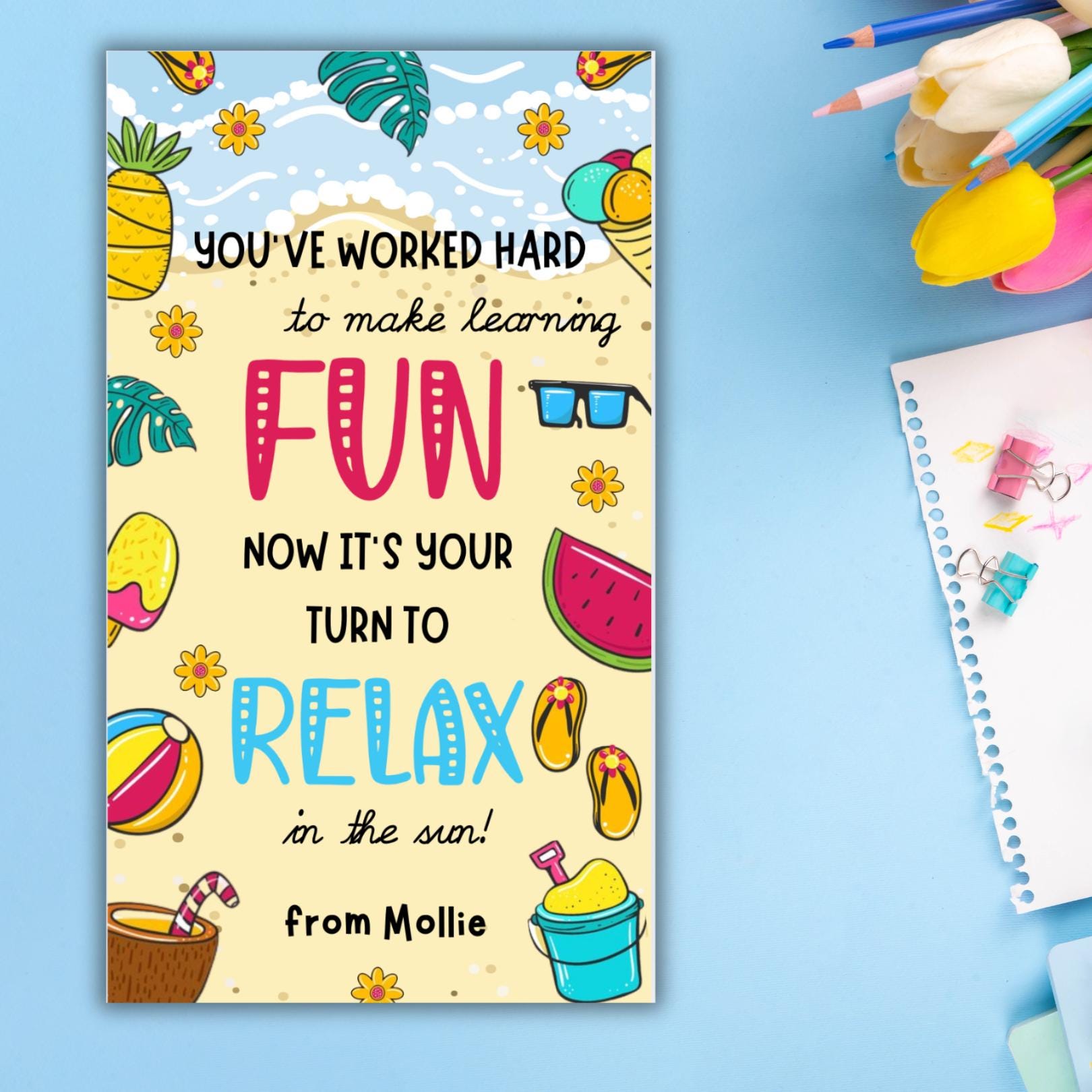 Editable Last Day of School Gift Tag, Summer End of School Year Tag ...