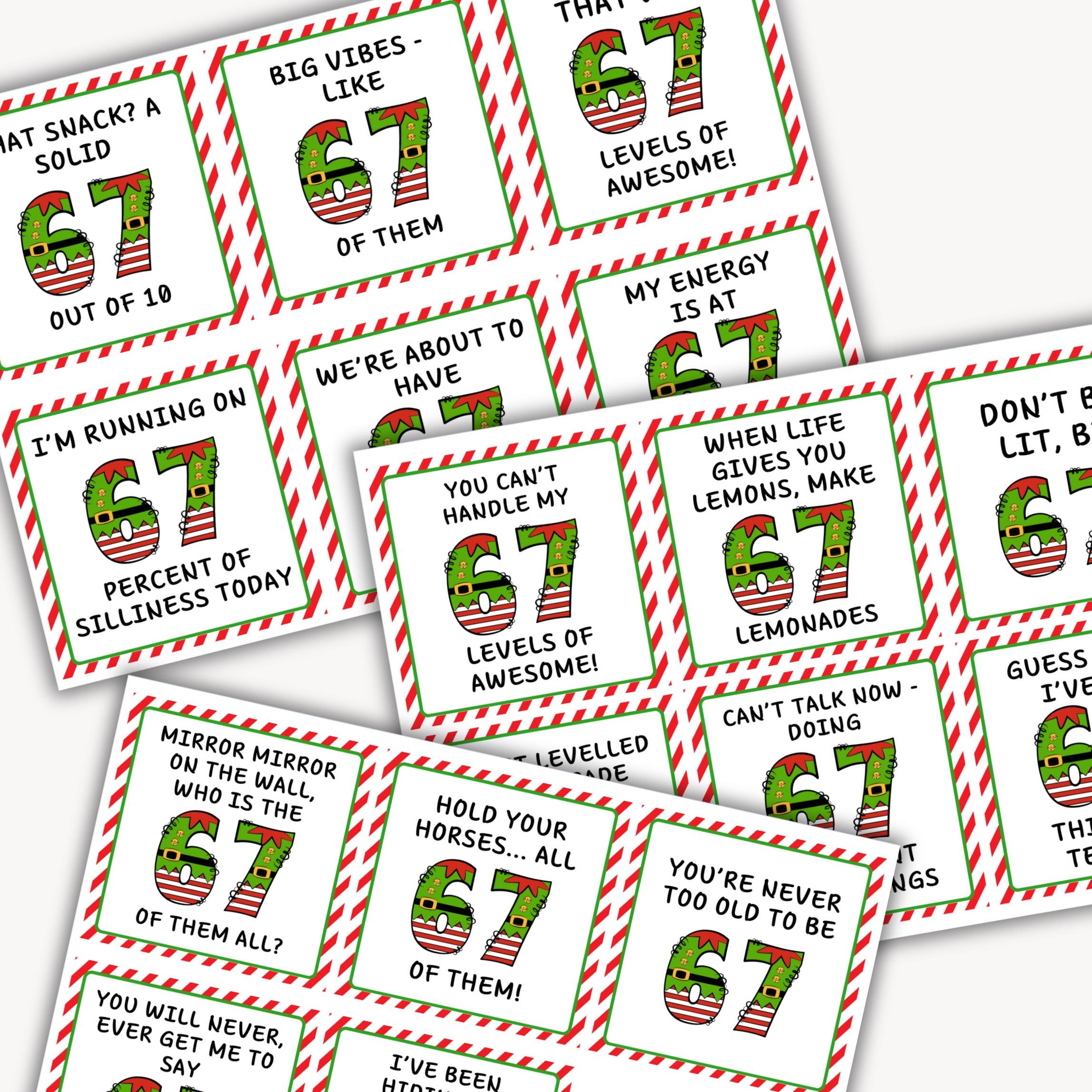 6 7 Elf Prop Sign Elf Notes, Funny Elf 67 Notes, Six Seven Christmas ...