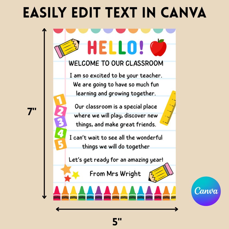 First Day of School Letter to Students, Editable Teacher Welcome Letter ...
