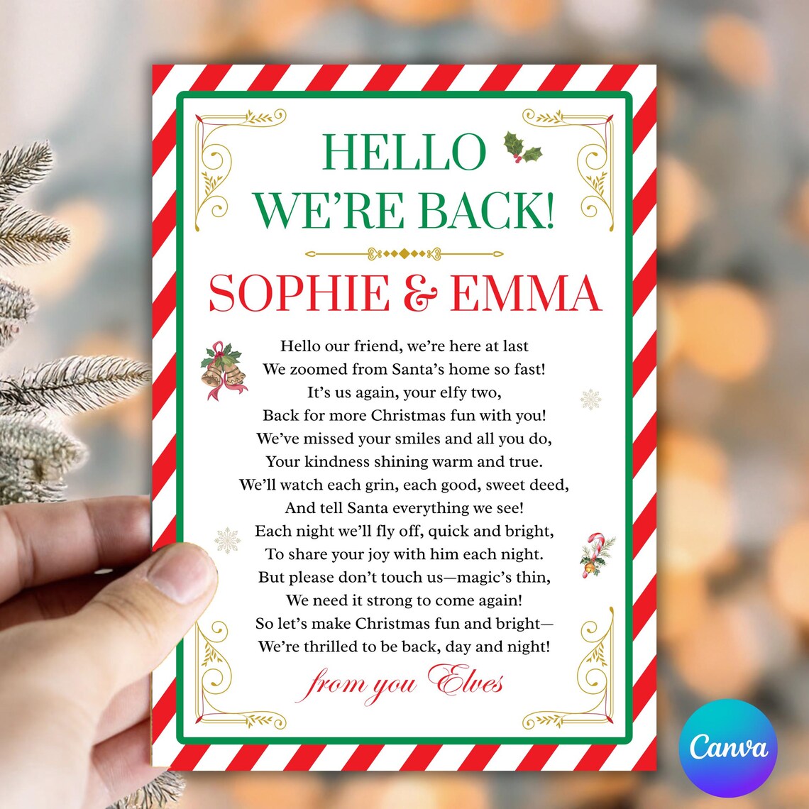 Editable We're Back Elf Letter, Vintage Elf Letter, Traditional Elf ...