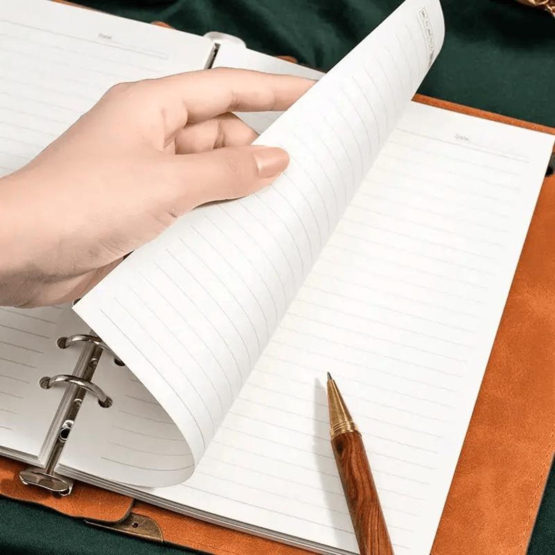 A5 Leather Notebook, Loose-leaf Journal, 120 Pages, Thickened Paper ...