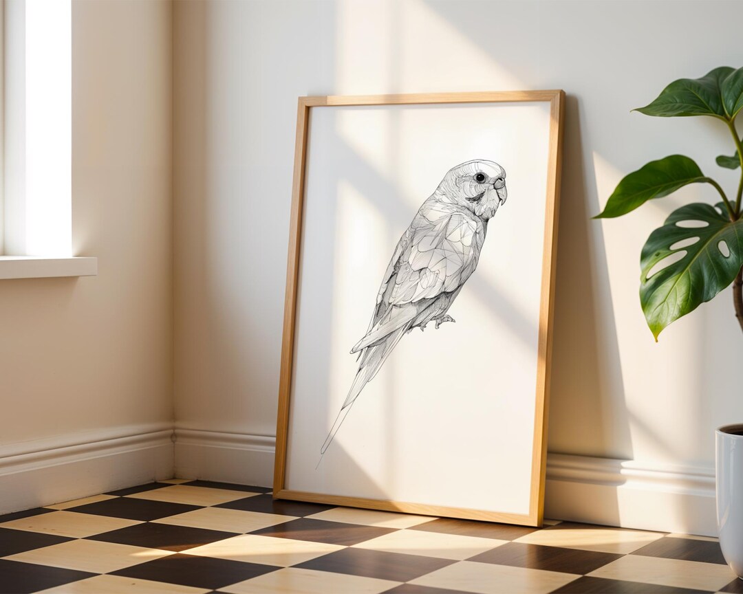 Budgie Poster - Fine Line Artwork - Etsy