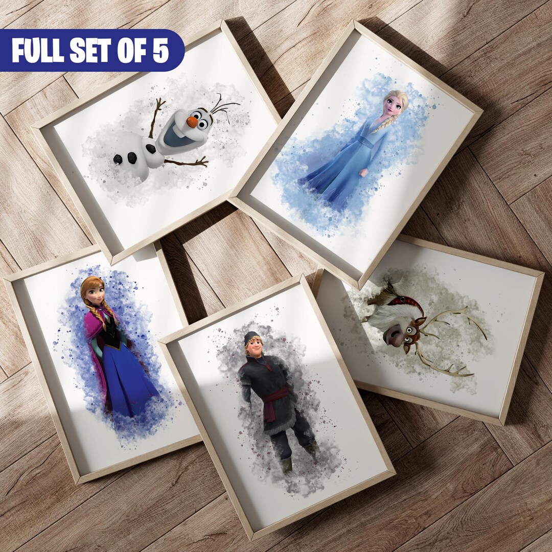 Set of 5 Inspired Frozen Wall Art - Frozen Poster Set, Girls Room Decor ...