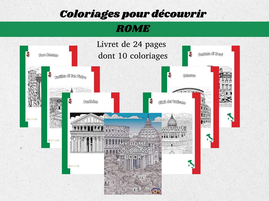 Rome Coloring Pages – Printable Pages | Colosseum, Vatican, Fontana Di ...