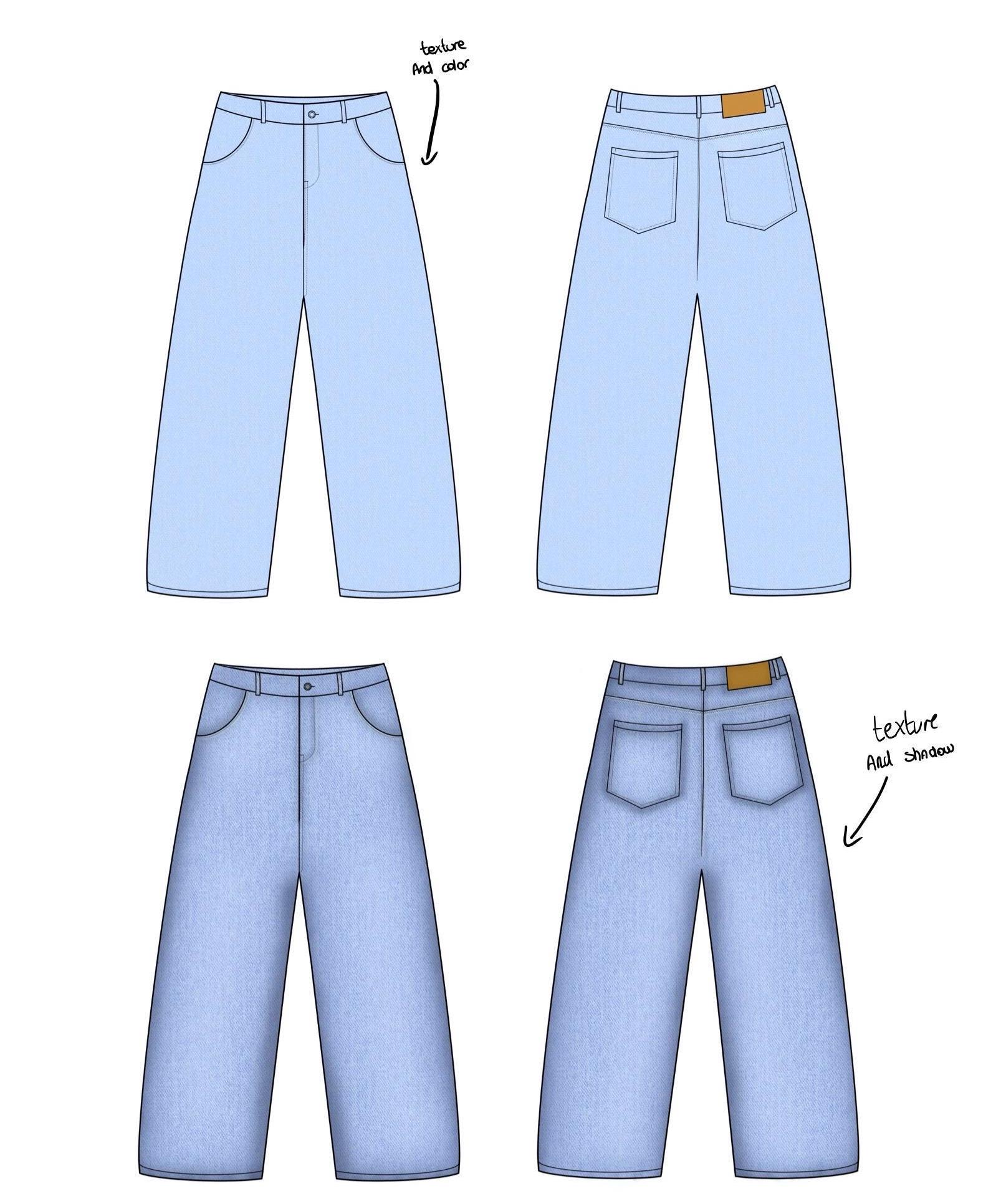 Mockup Baggy Jean Design - Baggy Denim Jean Vector Template ...