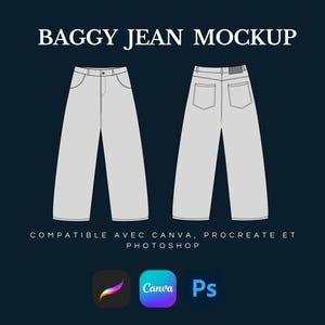 Mockup Baggy Jean Design - Baggy Denim Jean Vector Template ...
