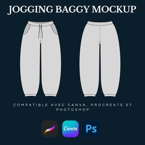 Mockup Baggy Jogger - Oversize Jogger Vector - Streetwear Mockup ...