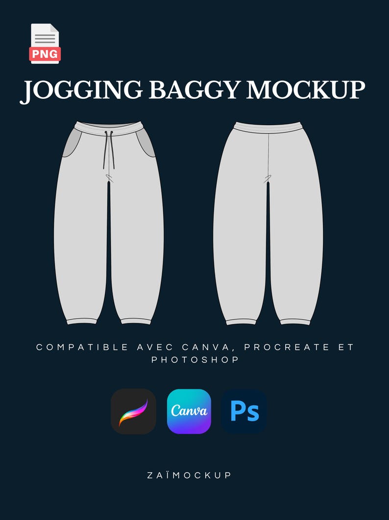 Mockup Baggy Jogger - Oversize Jogger Vector - Streetwear Mockup ...