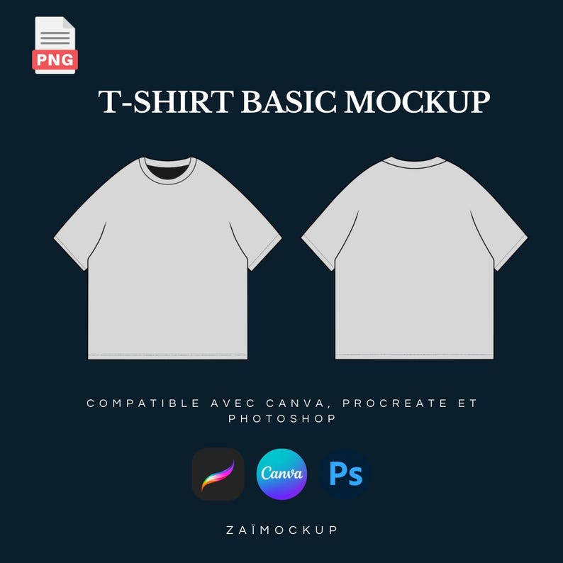 Basic T-shirt Mockup - Basic Tee Vector - Streetwear Mockup Procreate ...