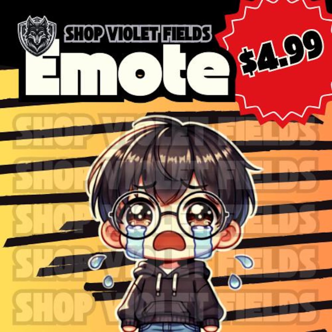 Cute Boy Glasses Crying Emote Digital Image Perfect For: | Twitch ...