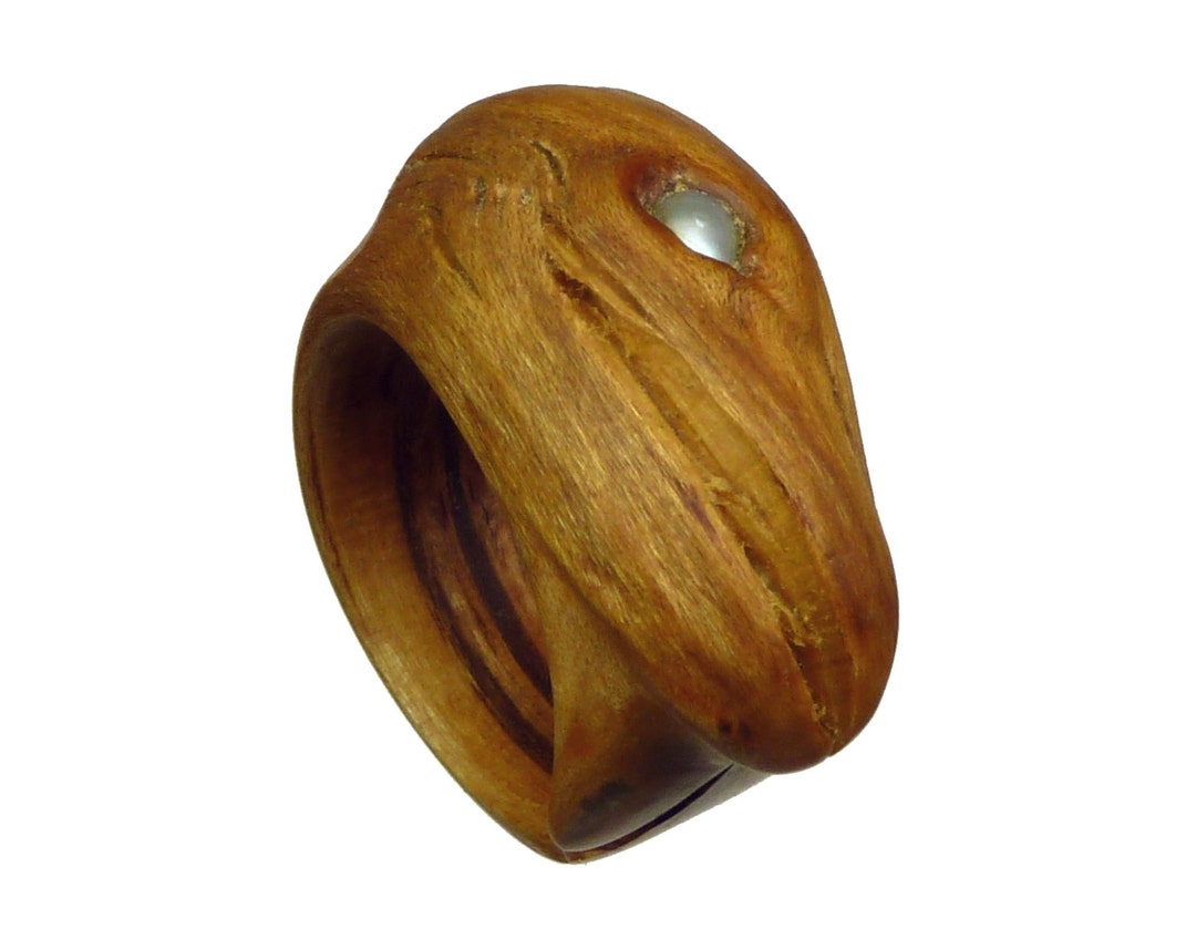 Sz.10.5 Grafted Wood Ring, Growth-set Fresh-water Pearl, Black Cherry ...