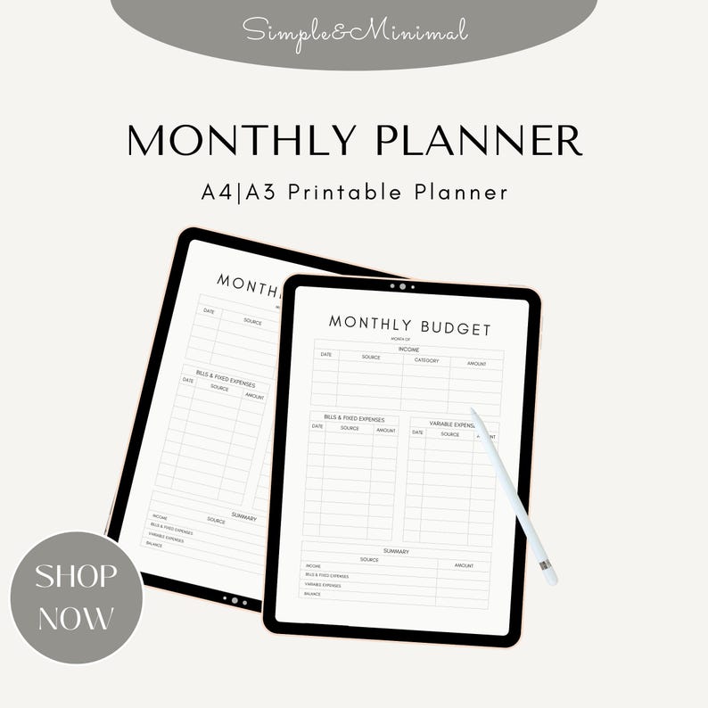 Printable Monthly Budget Planner – Track Income, Expenses & Savings ...