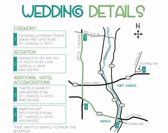 Custom Wedding Invitation Map Insert With Written Directions | Etsy