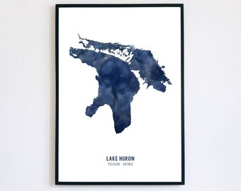Lake Huron Travel Poster, Great Lakes Art, Great Lakes Print, Lake ...