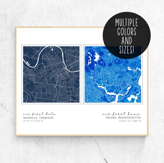 Two City Street Map Digital File Custom City Street Print - Etsy