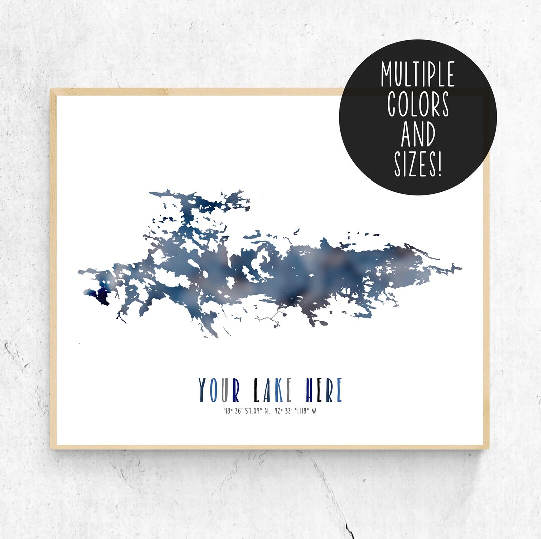 DIGITAL FILE Custom Lake Map | Lake Print, Latitude and Longitude ...