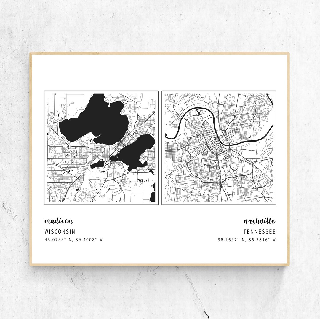 DIGITAL FILE Two City Street Map Poster, Custom City Street Print ...