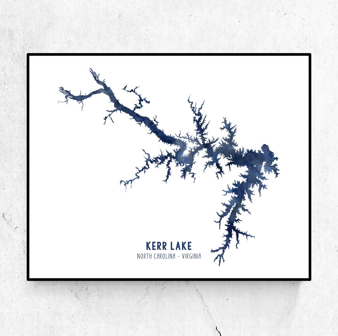 Kerr Lake Art Print | Aerial Lake Art | Virginia, North Carolina Lakes ...