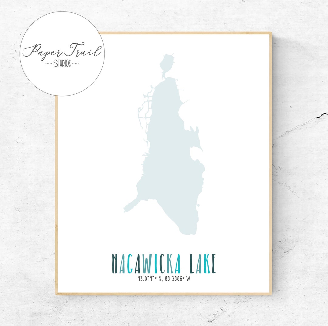Nagawicka Lake Poster, Instant Download, Nagawicka Lake Print, Latitude ...