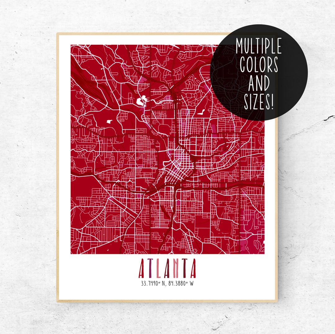 Atlanta Street Map Poster Instant Download Atlanta Street - Etsy Ireland