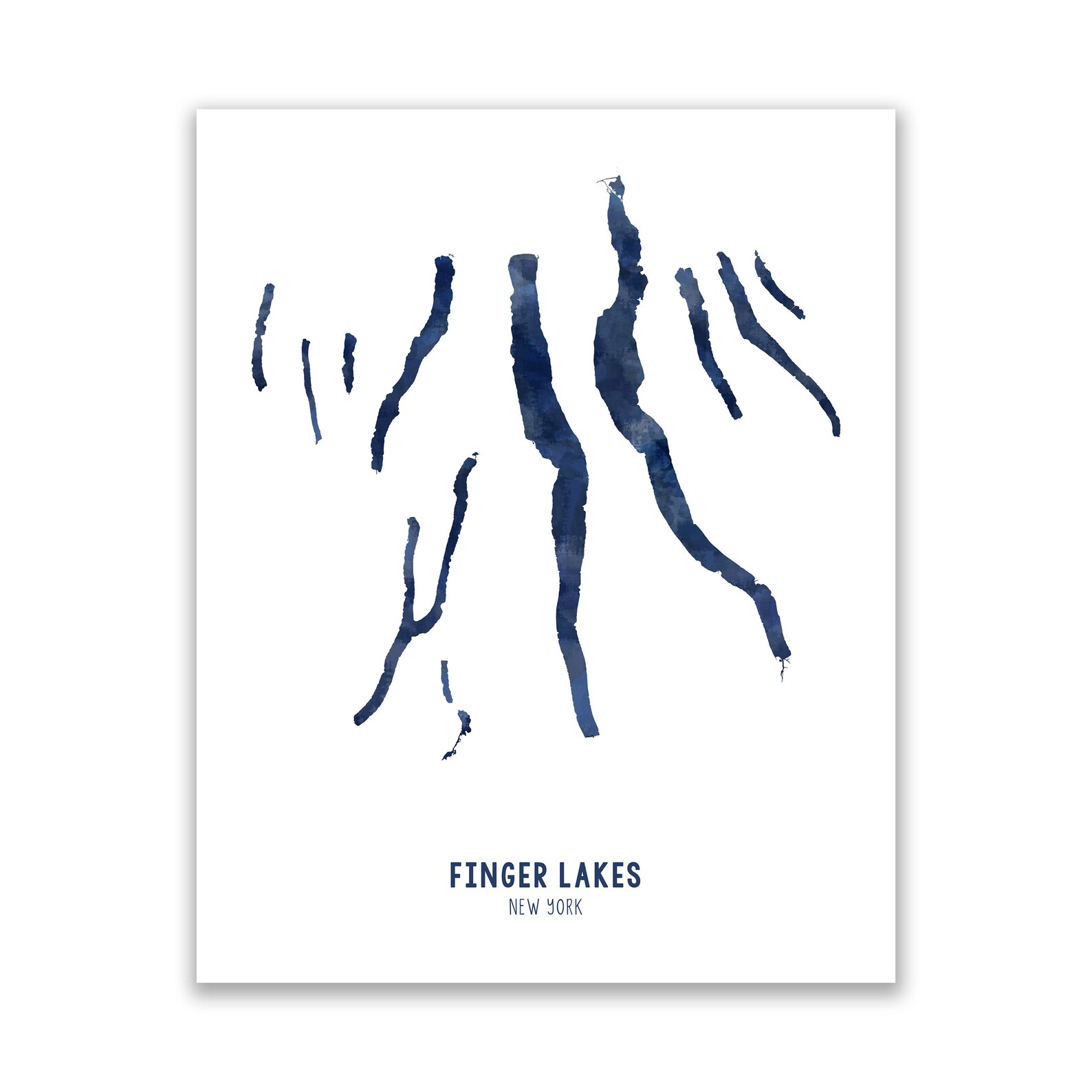 Finger Lakes Art Print | Aerial Lake Art | New York Lakes | Watercolor ...