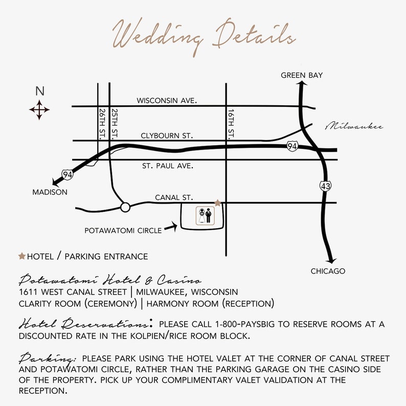 Custom Wedding Invitation Map Insert With Written Directions - Etsy