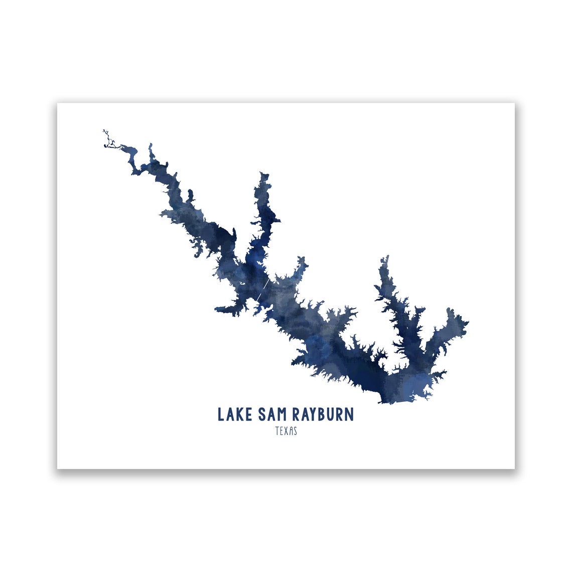 Lake Sam Rayburn Watercolor Style Art Print | Texas Lakes | Modern Wall ...