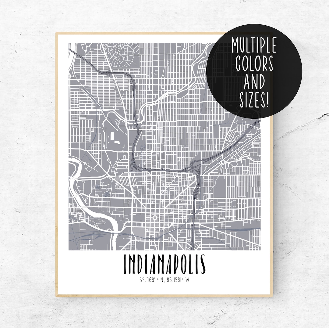 Indianapolis City Street Map Poster, Instant Download, Indianapolis ...